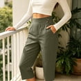 Capri Pants for Women Button up High Waisted Pants Golf Yoga Work ...