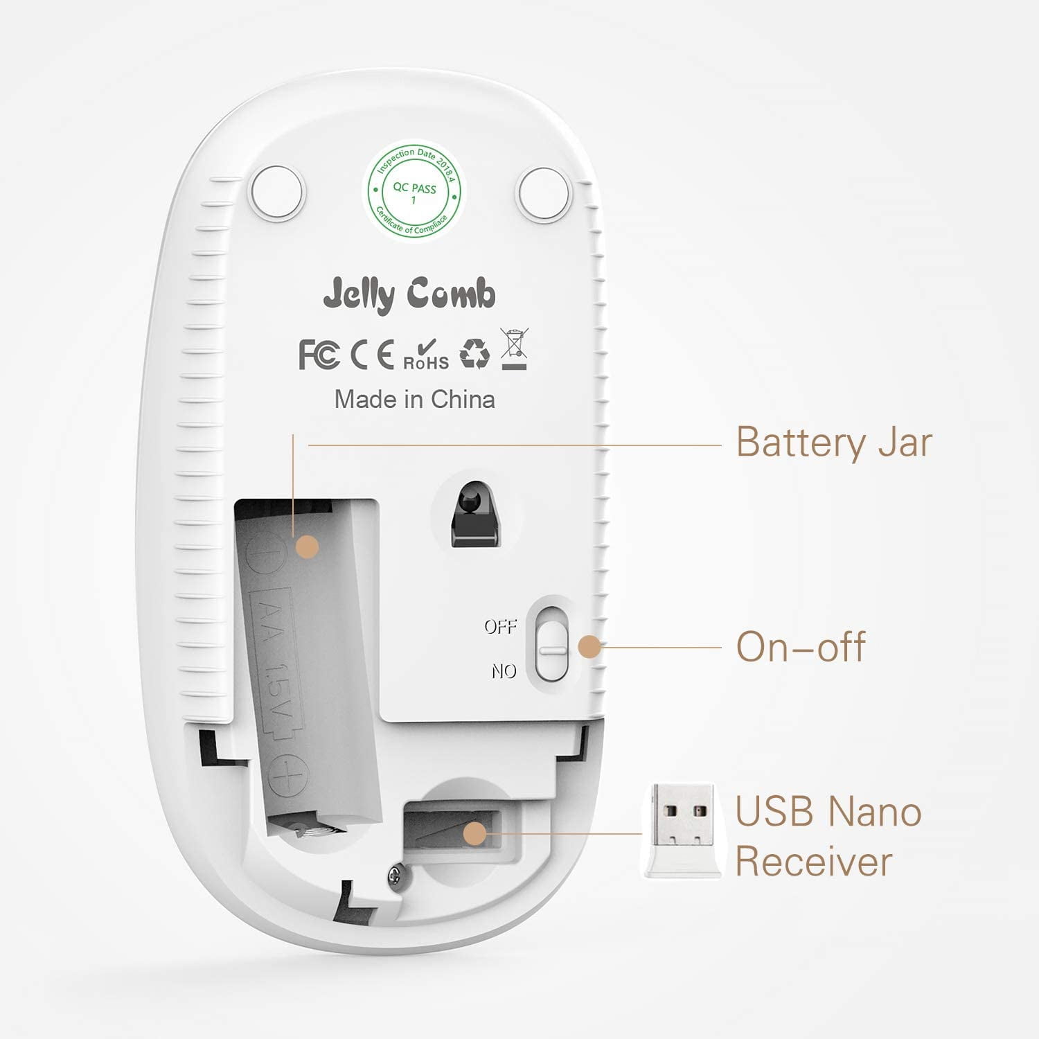 Buy Jelly Comb 2.4G Slim Wireless Mouse with Nano Receiver Less Noise ...