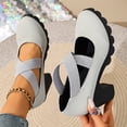 Busydd Block Heel Shoes for Women Criss Cross Strap Round Toe Sandals ...
