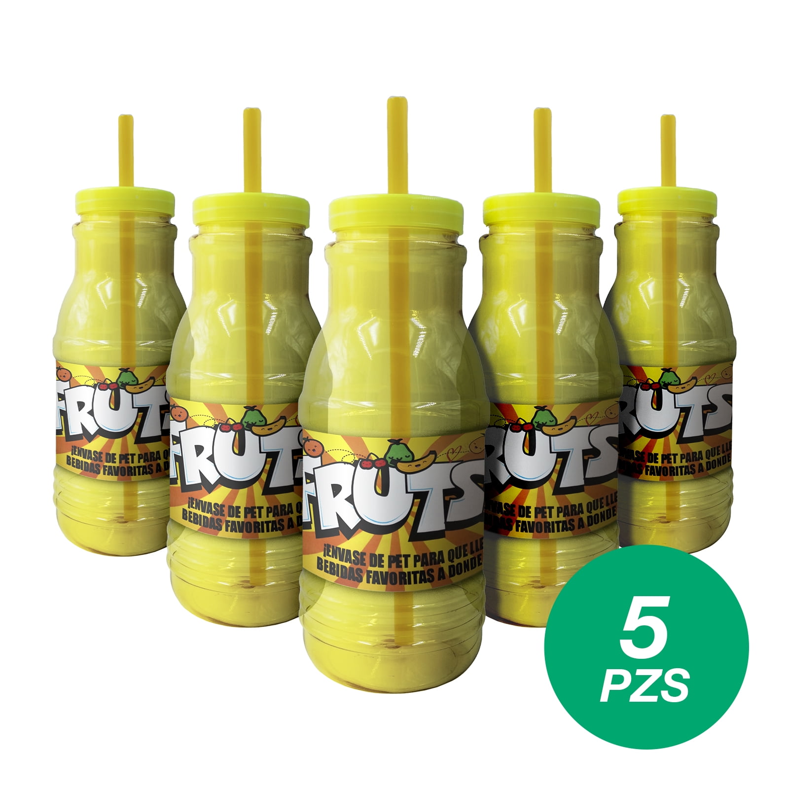 5 Botella/Dulcero Forma Fruitsi Amarillo, 1.3 Litros - FARVISAN ...