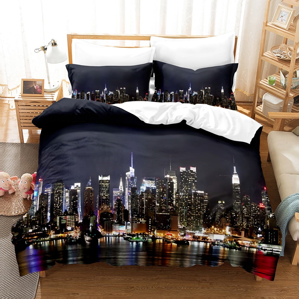 City Landmarks Graphic Bedding Sets, Eiffel Tower/Tower Bridge ...