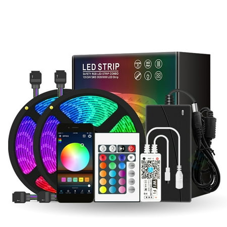 Wi-Fi RGB LED Strip Lights 32.8ft 300 LEDs with IR Remote Control & Wi ...