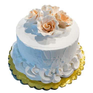 DEZICAKES Large Pink Rosette Fake Cake Display 9" Faux Cake- Decoration ...