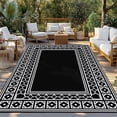 Black Outdoor Rug, Boho Diamond Pattern Border Rustic Southwestern Non ...