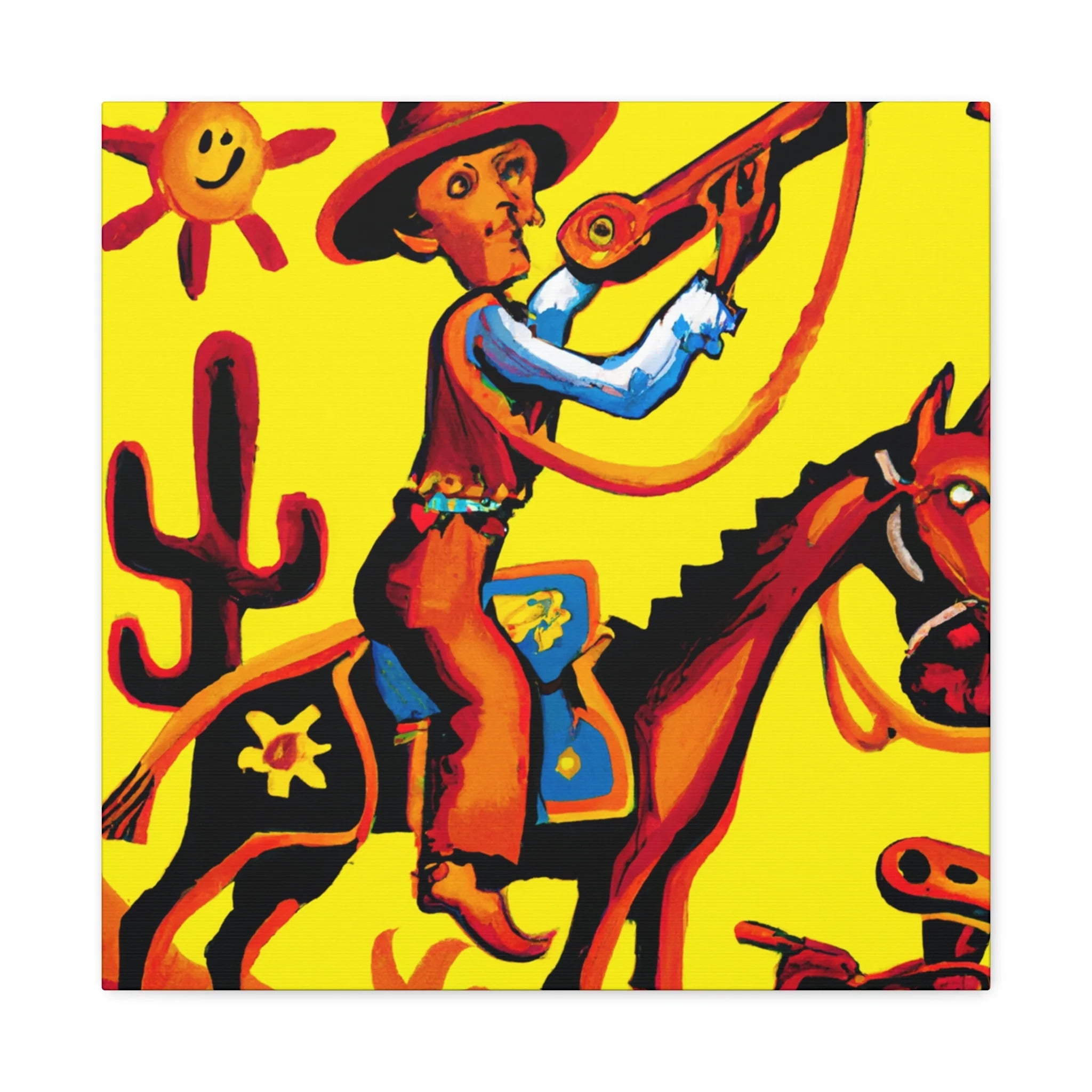Gunslinger Folk Art Portrait - Canvas - Walmart.com