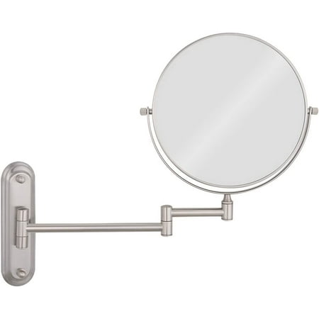 Wall Mounted Magnifying Mirror Pivoting Arm Double Sided Swivel Makeup ...