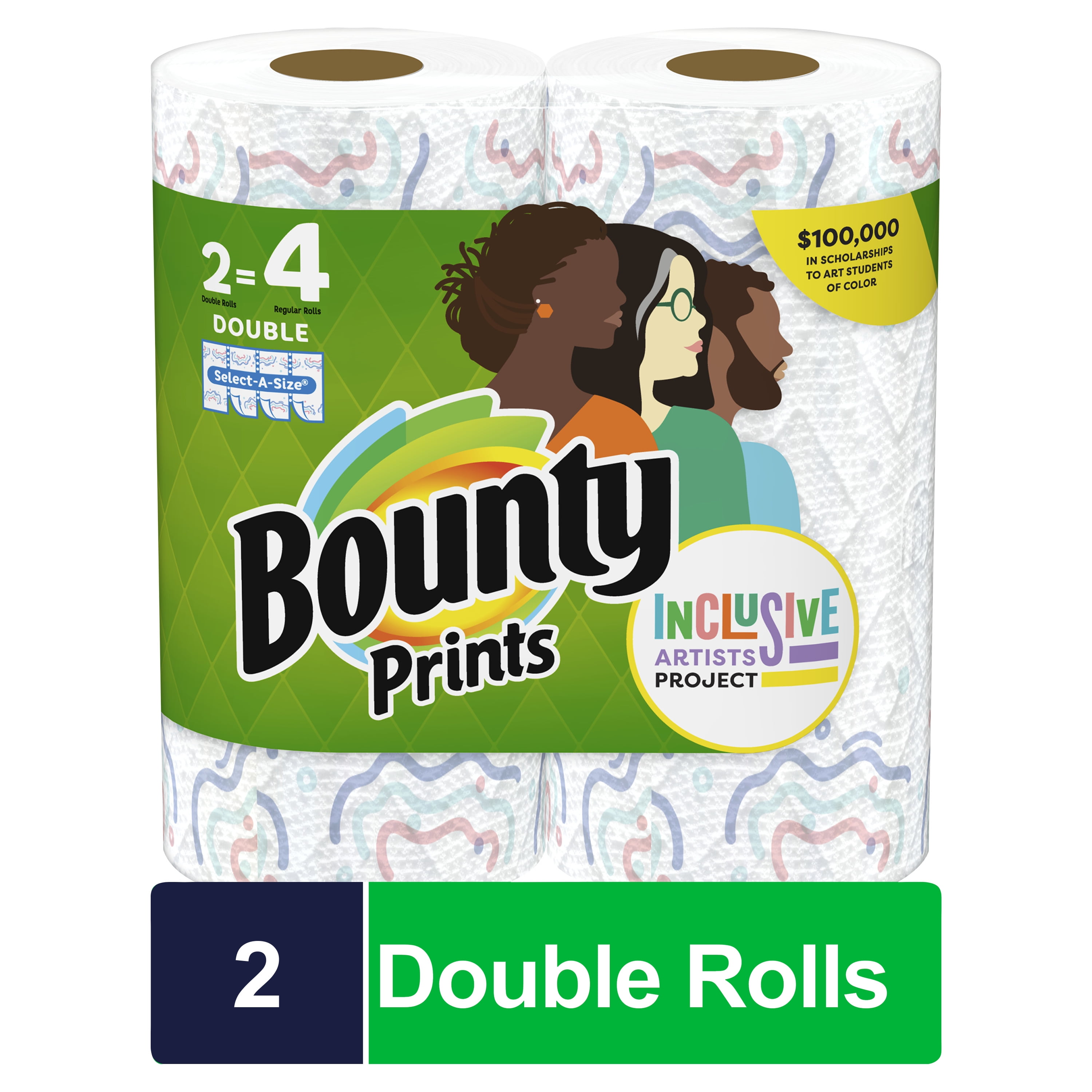 Bounty Select-A-Size Paper Towels, Print, 2 Double Rolls - Walmart.com