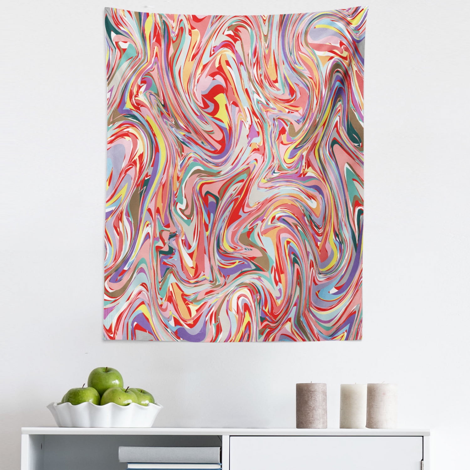 Abstract Tapestry, Mix of Colors Messy Dirty Look Flow Splash Splatter ...