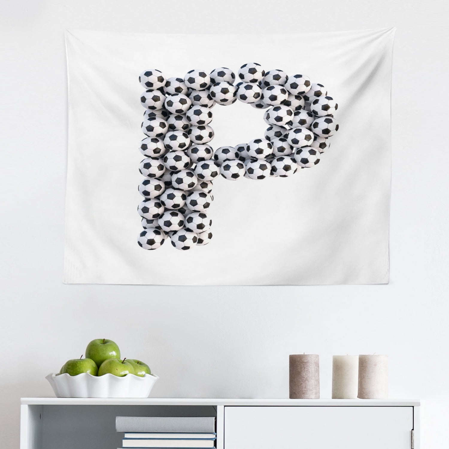 Letter R Tapestry, Soccer Themed Pattern Abstract Alphabet Design ...