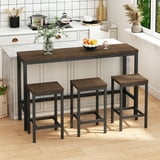 Nmkwnr Long Dining Table with 3 Stools,Dark Brown - Walmart.com