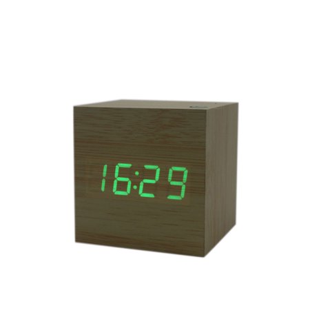 bravehear Square Cube USB Wooden Alarm Digital Desk Clock Digital alarm ...