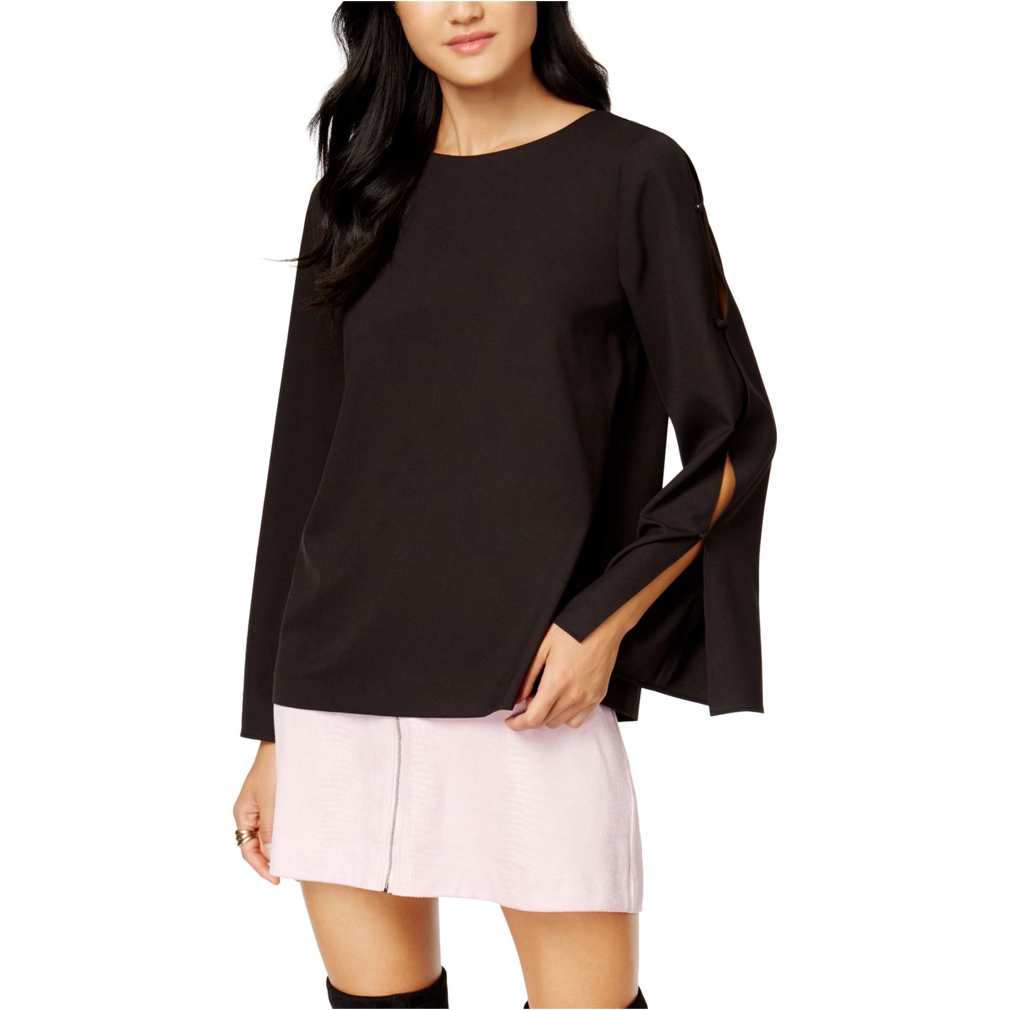 Kensie Womens Split Sleeve Knit Blouse, Black, Small - Walmart.com