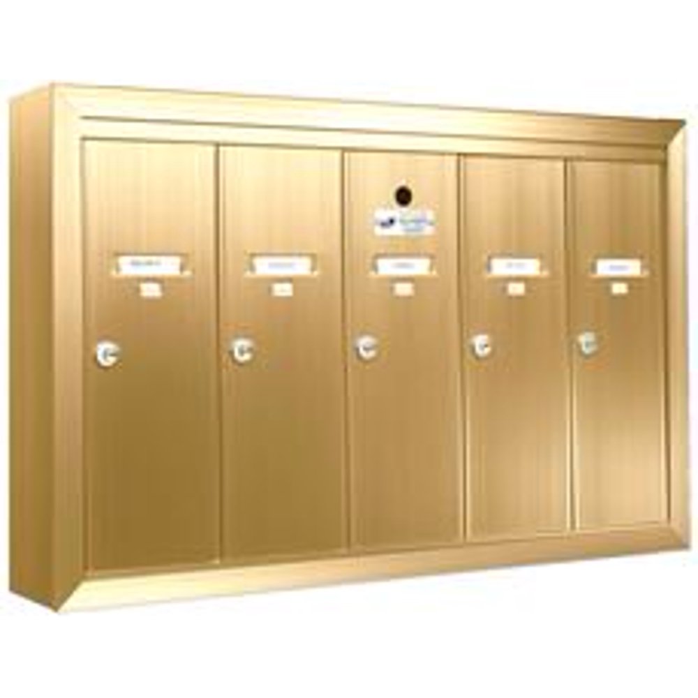 AUTH-FLORENCE SURFACE MOUNTED VERTICAL 5 COMPARTMENT MAILBOX, GOLD ...