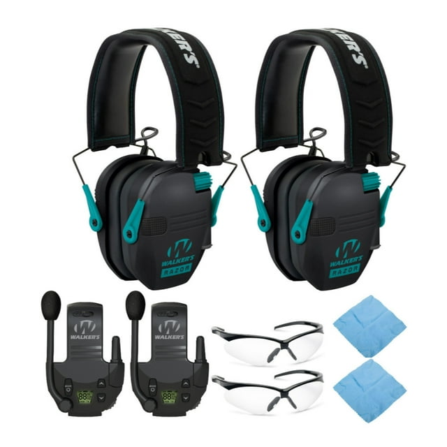 Walker’s Razor Slim Electronic Muff (Black/Teal, 2-Pack) Bundle - Walmart.com
