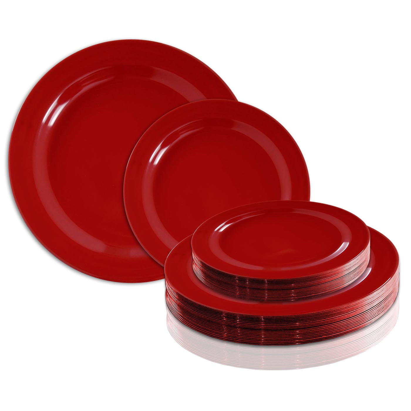 Smarty Red Holiday Round Disposable Plastic Dinnerware Value Set 240ct ...