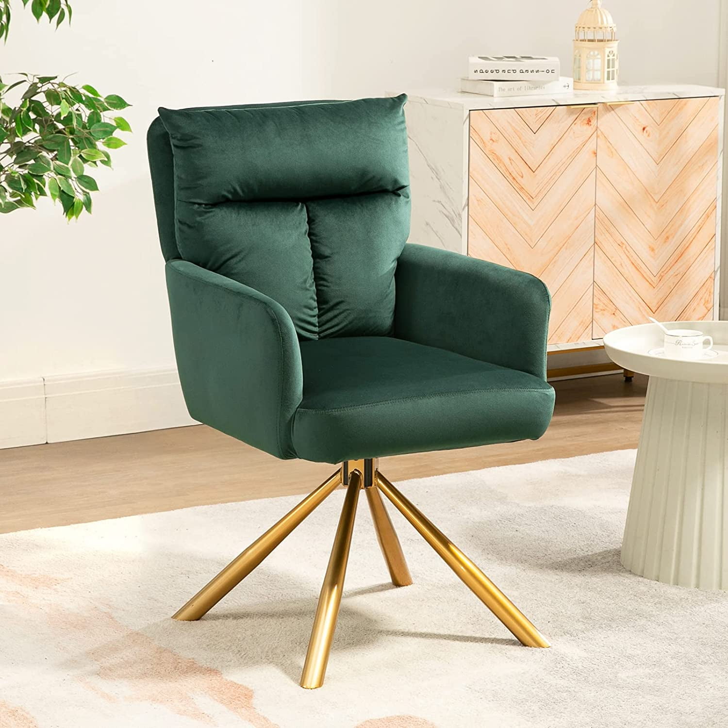 NORDICANA Cozy Accent Chair Swivel Home Office Chair Upholstered Living ...