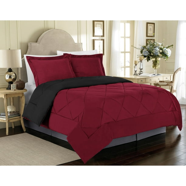 Edredón Individual Hudson & Main Doble Vista Reversible Negro / Rojo ...