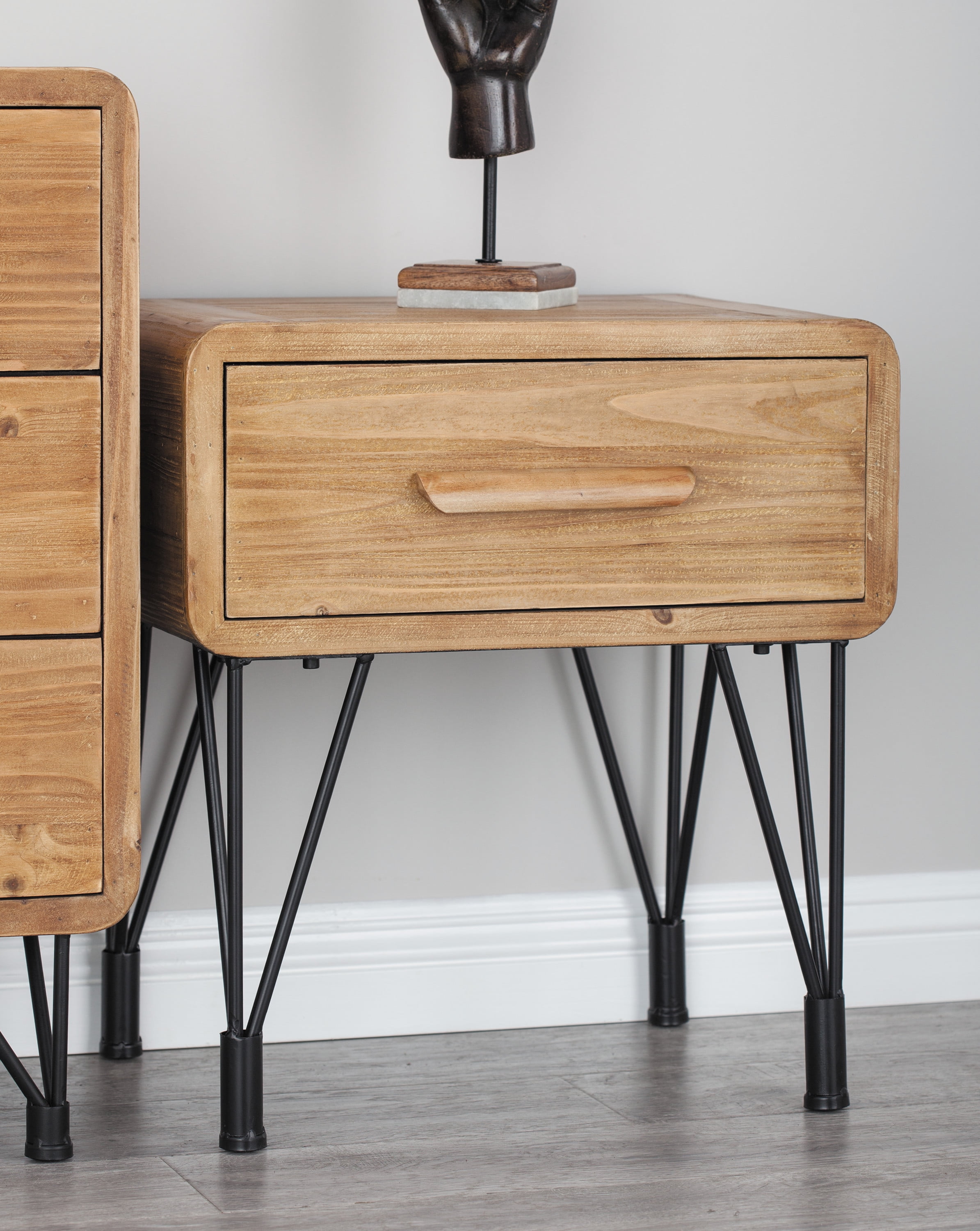 Decmode - Modern 21 x 20 inch rectangular iron and MDF wood side table ...