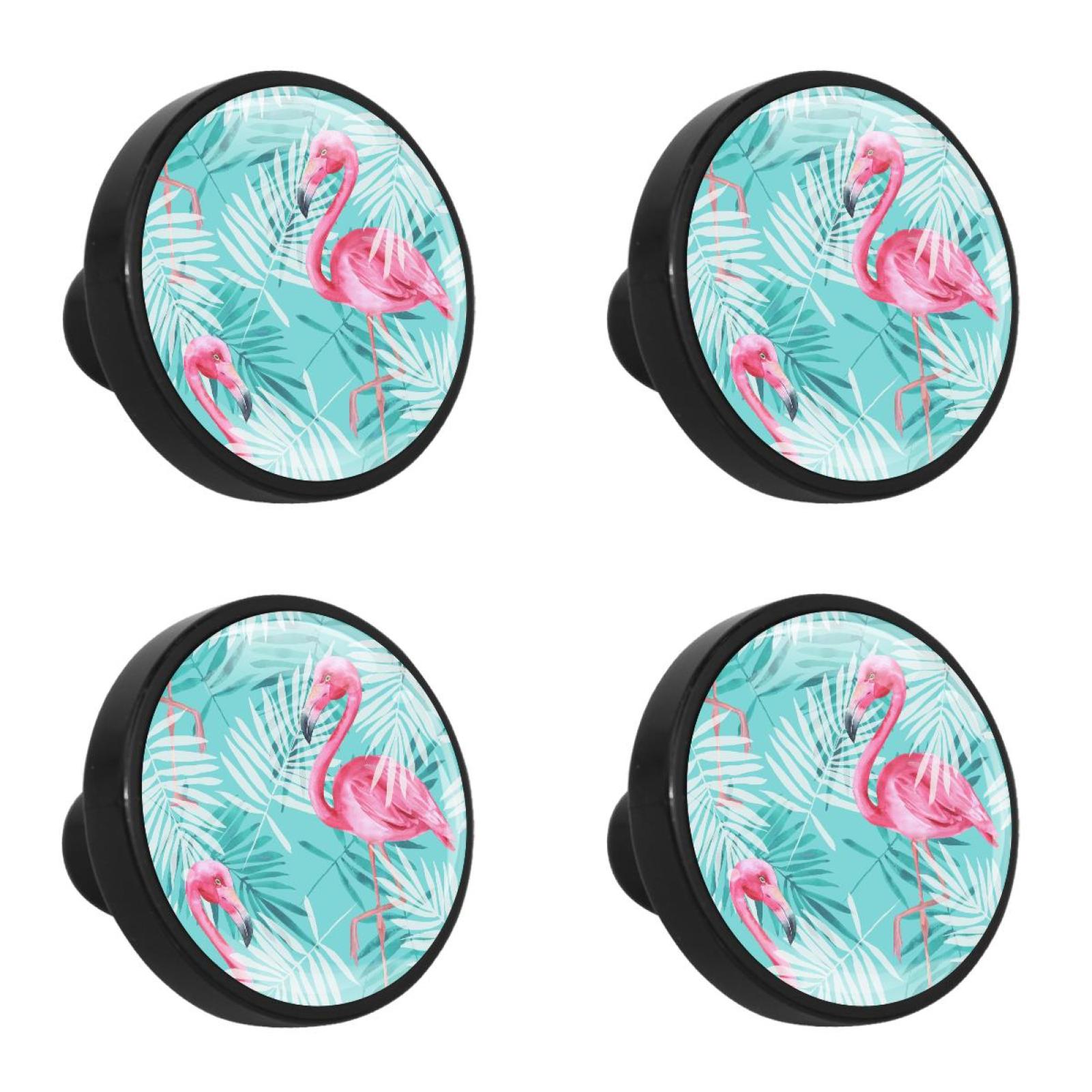 4 Pcs Flamingo Knobs for Kitchen Cabinet Cupboard Dresser Bookcase Drawer Pulls Handles Round ...