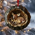 6PC Christmas Sleeping Deer Ornament 2D Flat Design Cute Fawn In Log ...