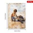 8x12 Inch Metal Wall Art Vintage Beach Child Touching Sea Turtle ...