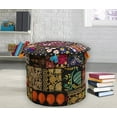 DK Homewares Indian Vintage Patchwork Pouf Chair Seat Black Round Foot ...