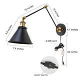 LNC Set of 2 Black Swing Arm Wall Lamps, Plug-In or Hardwired ...