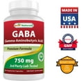 Best Naturals GABA 750 mg Pure Supplement Pills, 100 Vegetarian ...