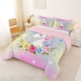 Aikeke Floral Unicorn King Size Comforter Sets 3pcs, Cartoon Flowers ...