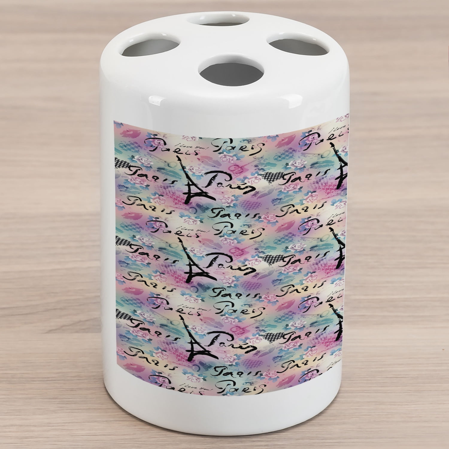 Paris Ceramic Toothbrush Holder, Complex French Elements on Floral Rose ...