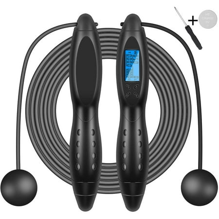 Skipping Rope Fitness Adjustable Wireless Jump Rope - Digital Counter ...