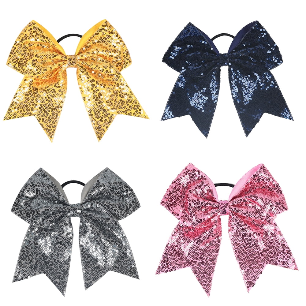 2 Packs Bow Cheer Hair Bows Hair Bows with Ponytail Holder for Teen ...
