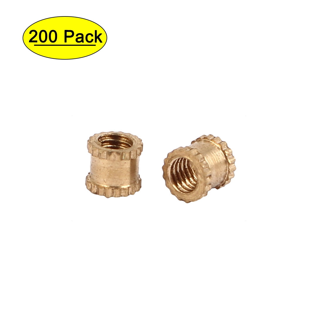 M3 x 4mm Female Thread Brass Knurled Threaded Round Insert Embedded ...