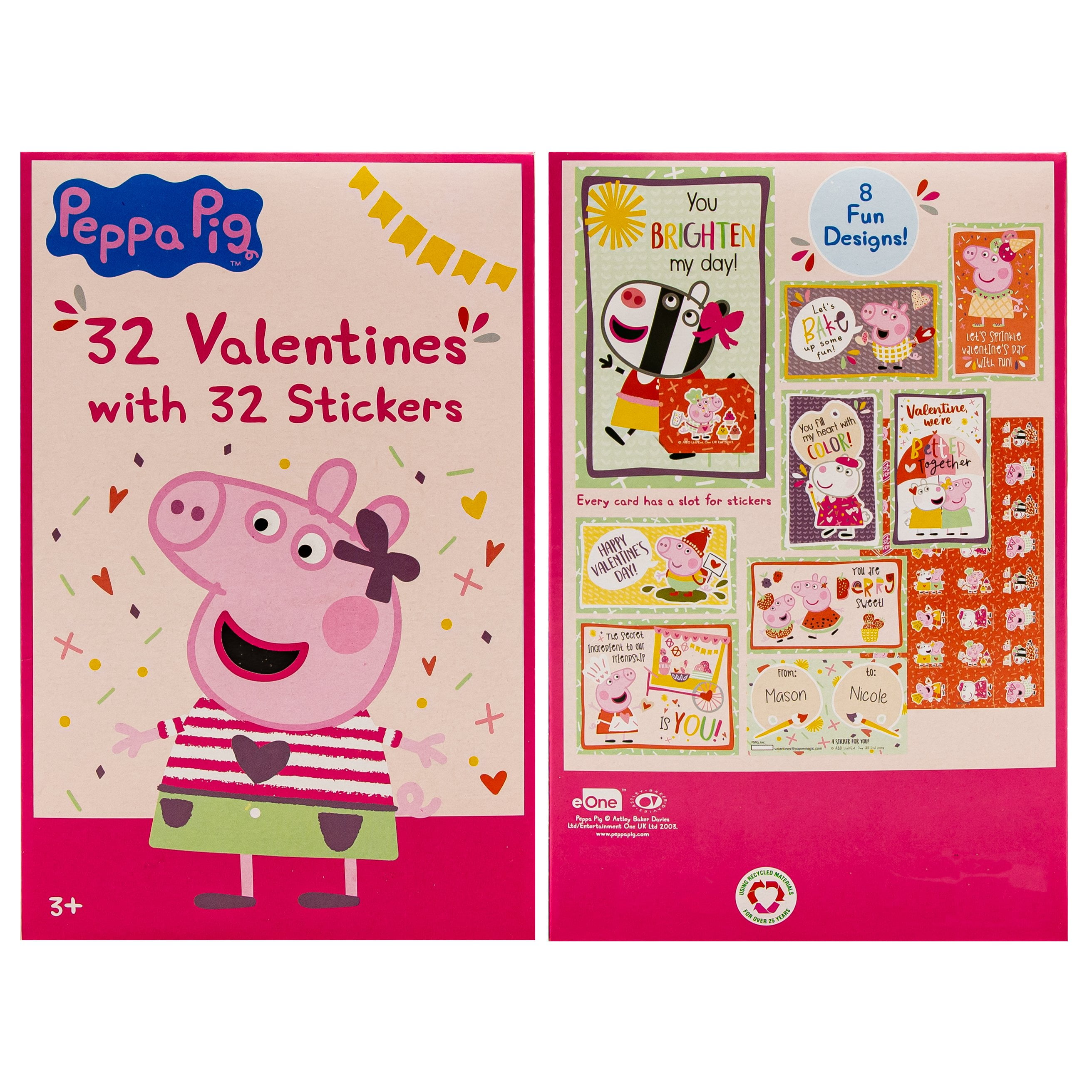 Peppa Pig 32 Count School Valentines Day Illustrated Cards with ...
