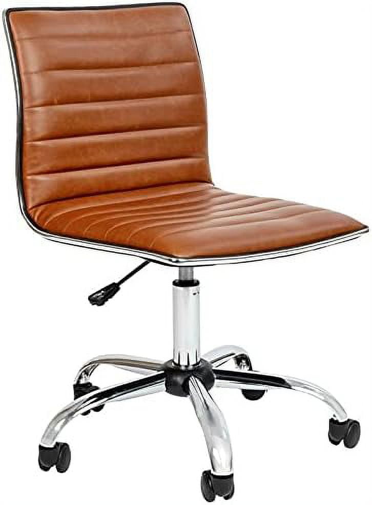 SHMAMT Alan Low Back Designer Armless White Ribbed Swivel Task Office ...