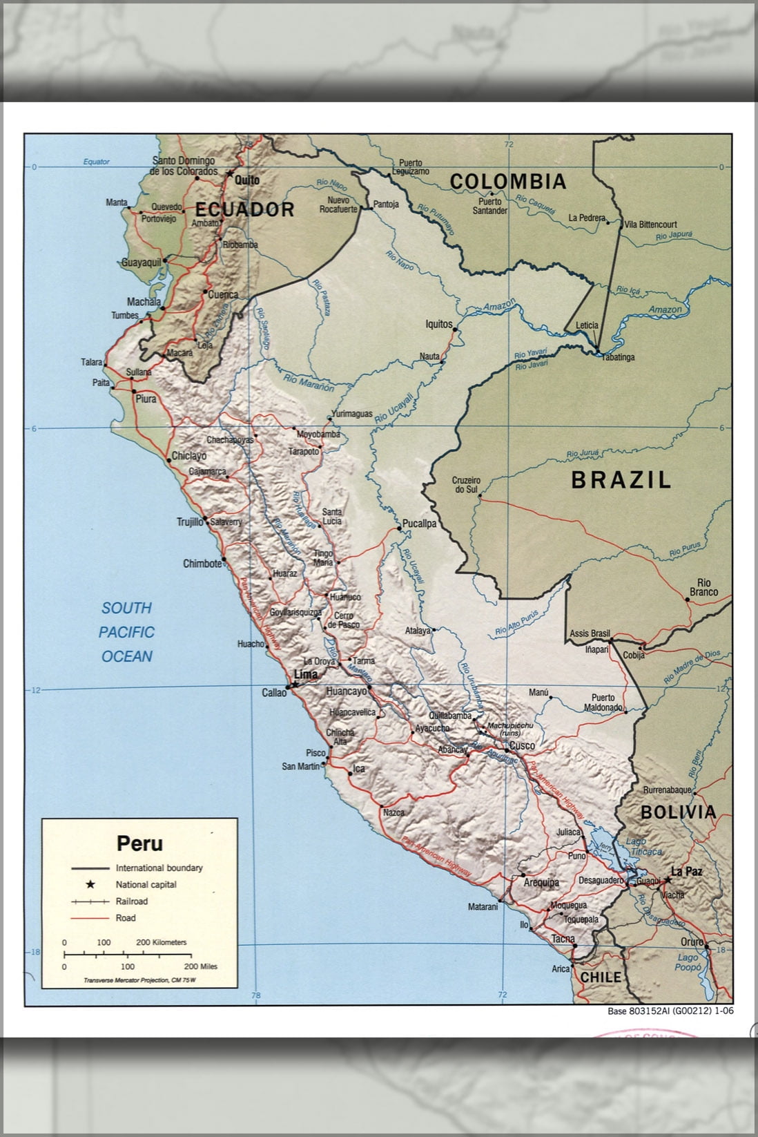 24"x36" Gallery Poster, cia map of peru 2006 - Walmart.com