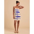 Blue Sleeveless Woven Mini Dress With Tribal Fish Print, Boho Beach ...