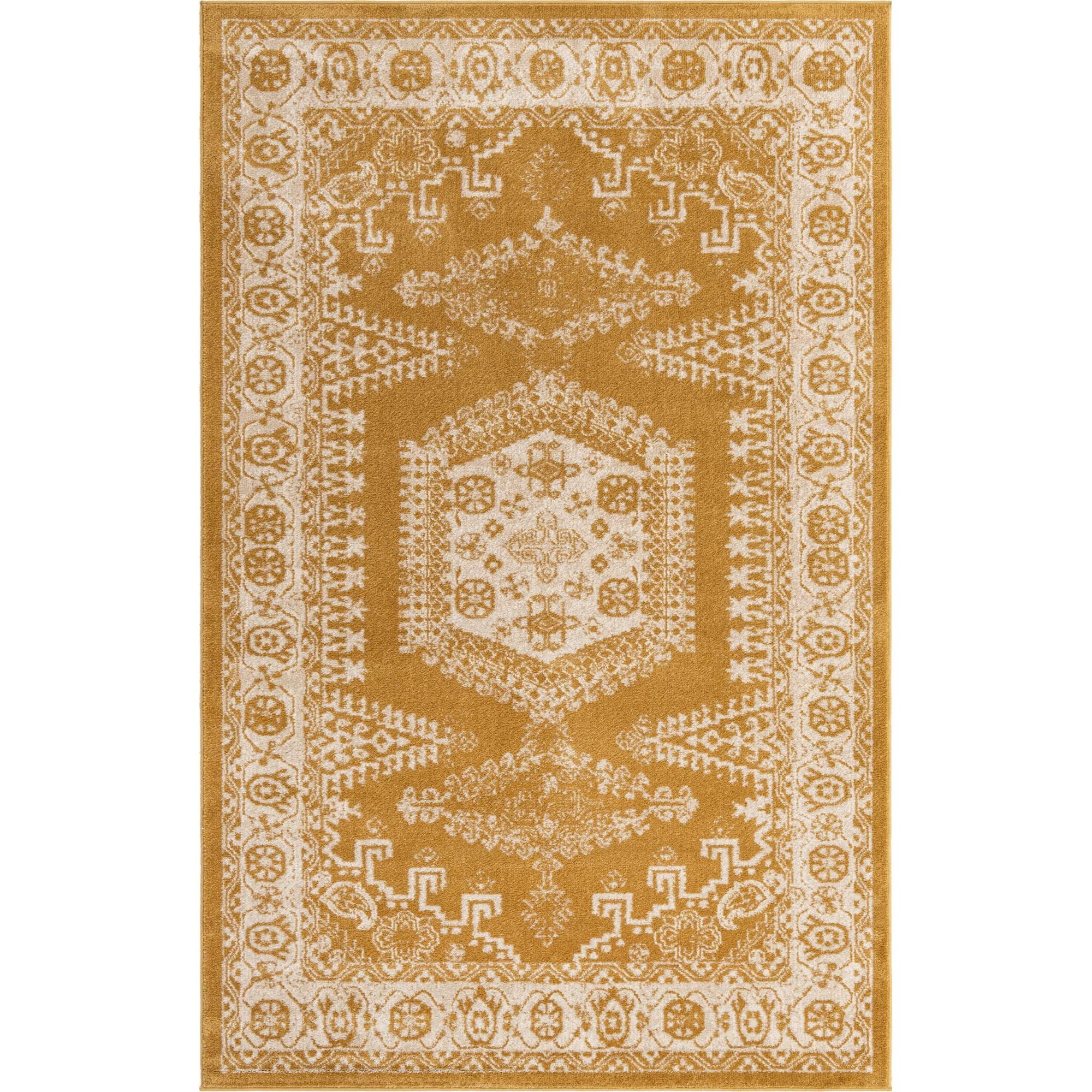 Unique Loom Larissa Utopia Rug Gold/Ivory 5' 1" x 8' Rectangle Border ...