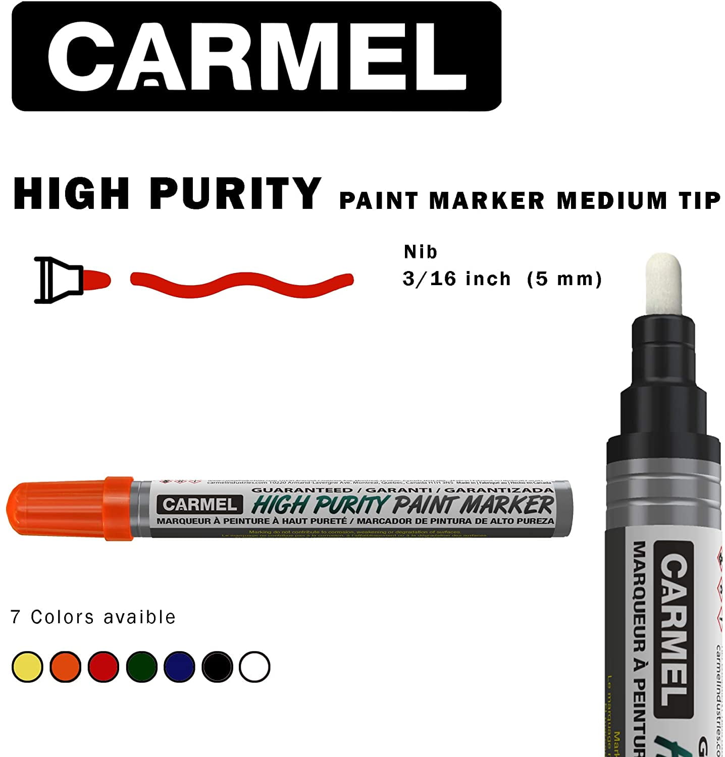 Carmel High Purity Marker Fine Tip, Low Corrosion Paint Marker, Multi ...