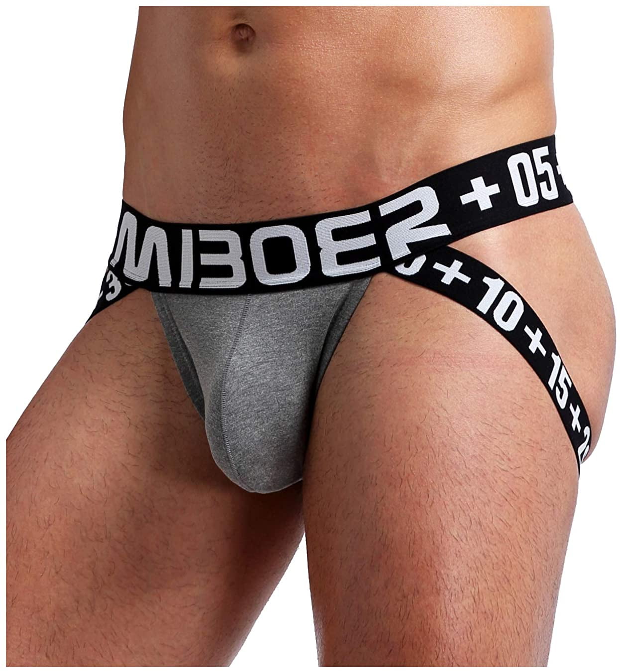 Mizok Mens Jockstraps Underwear Sexy Low Rise Cotton Jock Strap Grey M
