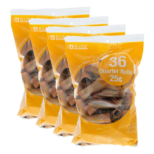 BAZIC Quarter Coin Wrappers Rolls, Made in USA Coins Tubes (36/Pack), 4 ...