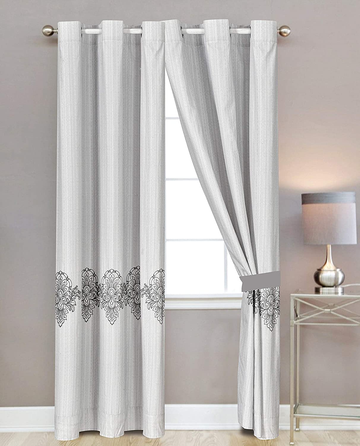 Sapphire Home Window Curtain Panel Set 2 Panels with Sheer Backing, 84 ...