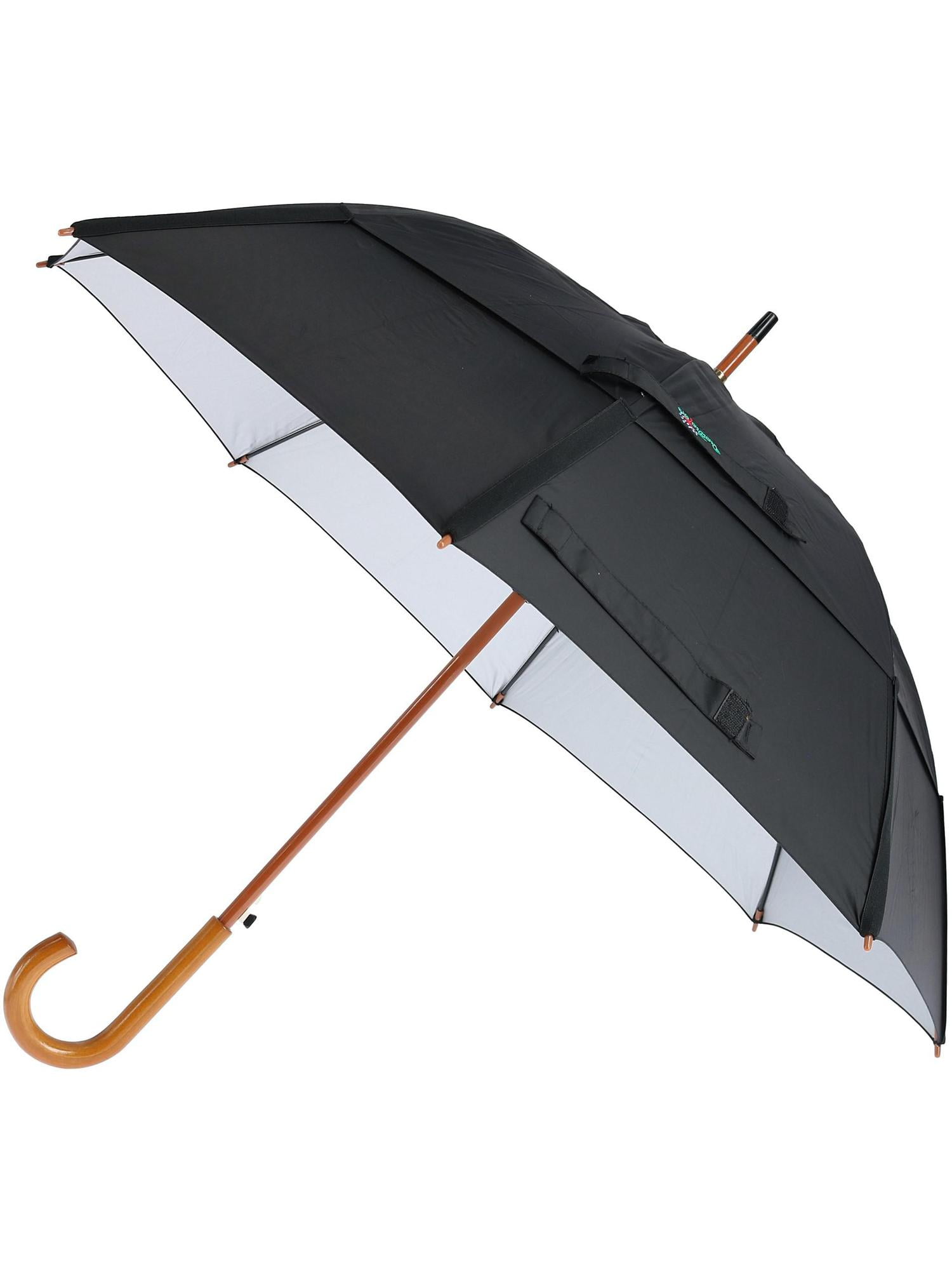 GustBuster 37148SI Classic Auto Open Windproof Umbrella, Black & Silver ...