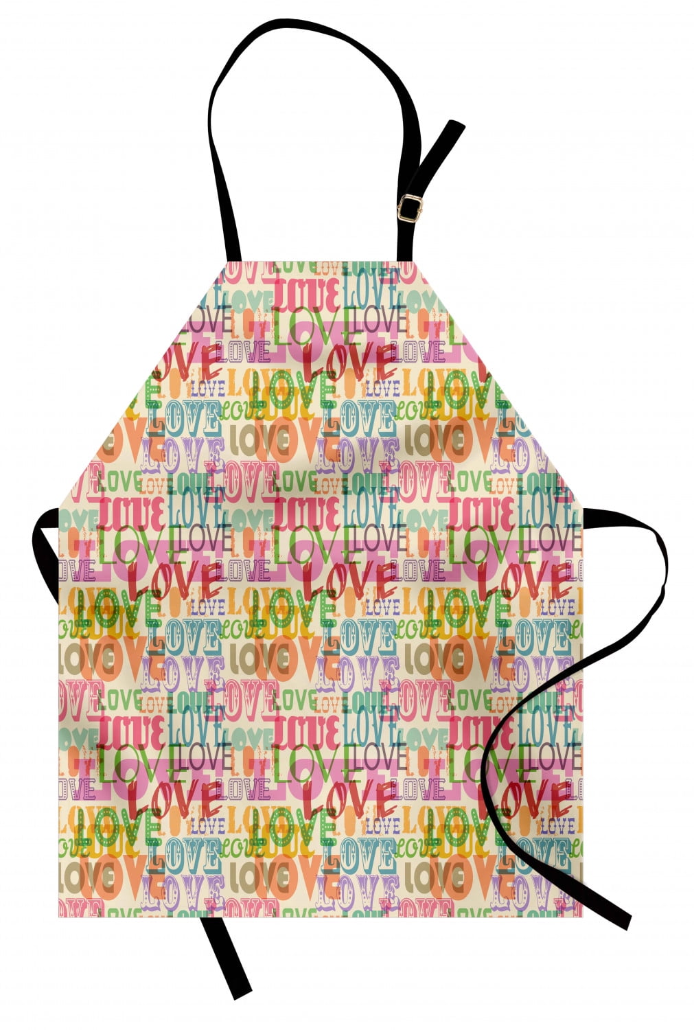 Love Apron Colorful Romance Theme Typography Different Styles Marriage ...