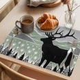 Black Elk Silhouette Cotton Linen Placemats Set of 2, Pine Forest Sage ...
