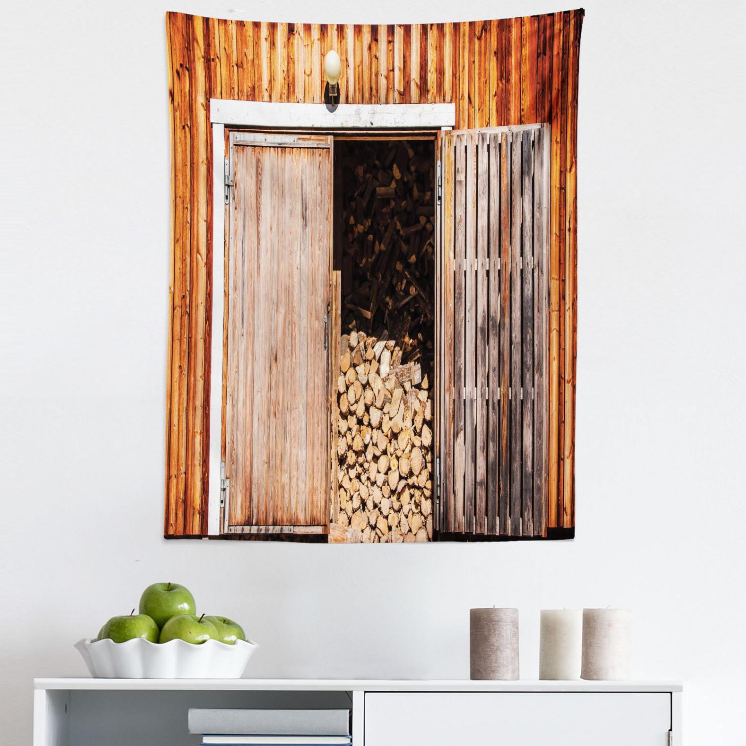 Rustic Tapestry, Weathered Barn Firewood Countryside Village Storage ...