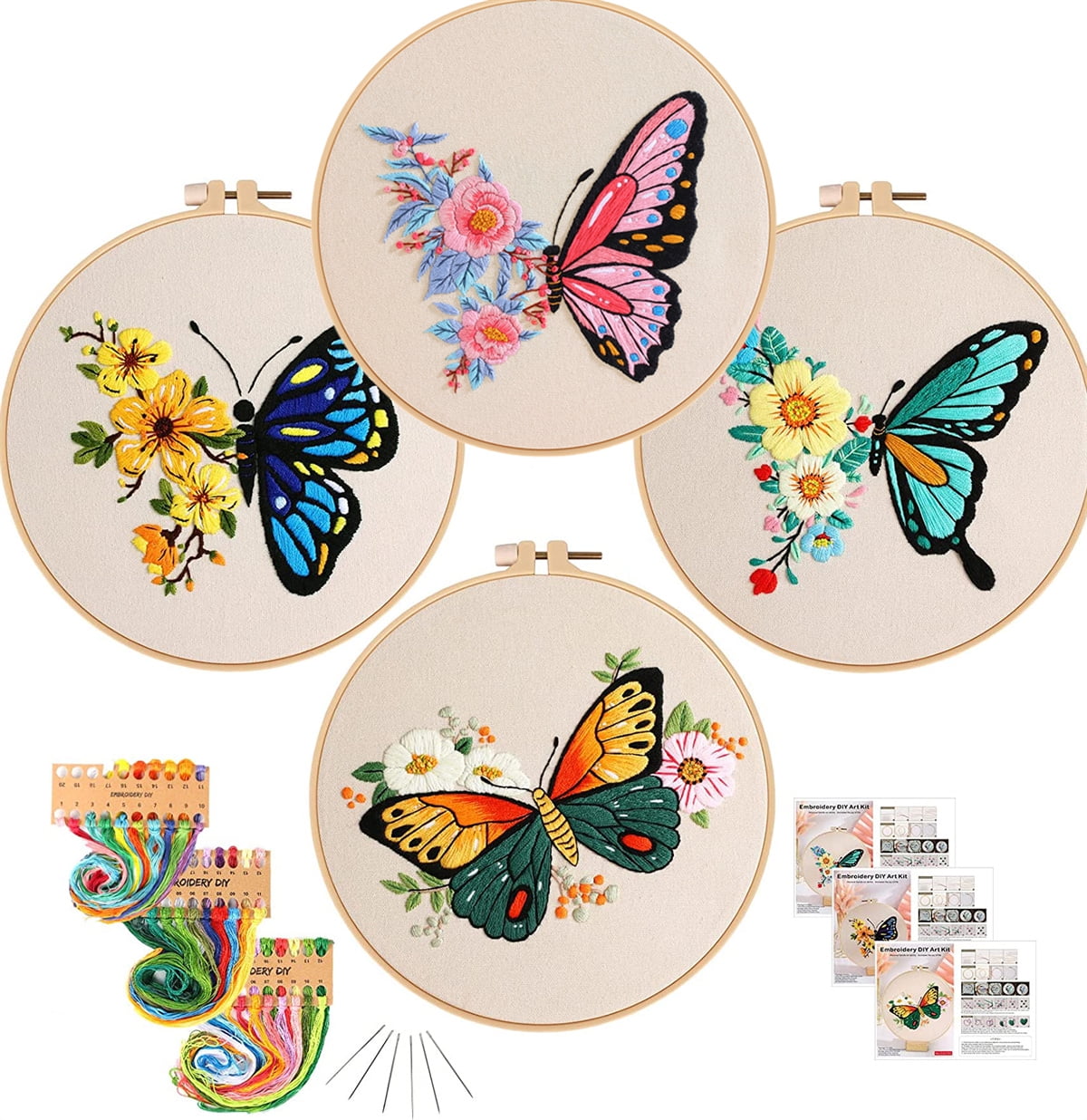 Casewin Beginners Embroidery Stitch Practice kit, 4 Sets Embroidery Kit ...