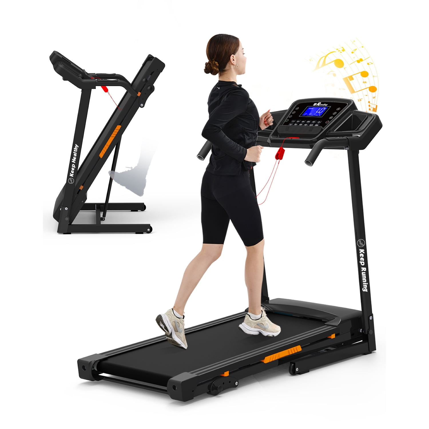 3.5HP Folding Treadmills for Home with 265lb Capacity Bluetooth and ...