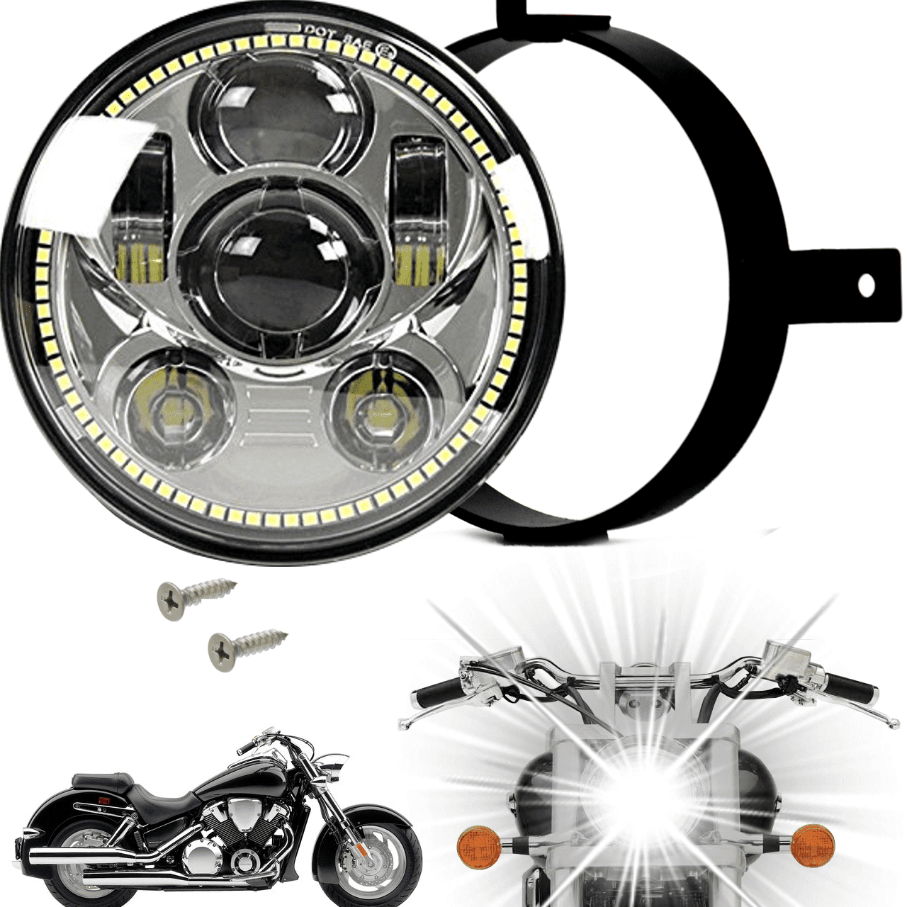 Eagle Lights Generation III LED Headlight with Halo Ring For Honda VTX ...