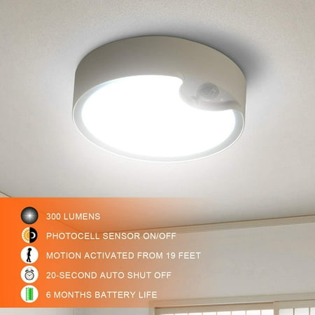 Motion Sensor Ceiling Light Battery Operated Indoor/Outdoor LED Ceiling ...